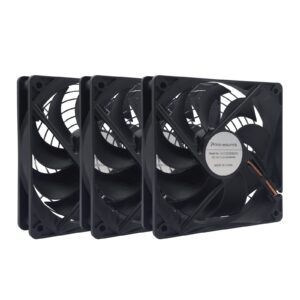 3-pack 120mm 24v dc high airflow computer pc case fan 120x120x25mm 3pin 4.72inch dual ball bearing brushless exhaust cooling fan for mining rig frame rack air miner psu with metal guard 3000rpm