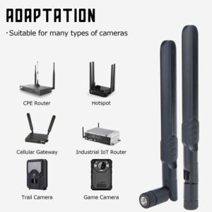 4G LTE Cellular Antenna 9dBi SMA Male 2-Pack Replacement for 4G LTE Wireless CPE Router Hotspot Cellular Gateway Industrial IoT Router Trail Camera Game Camera Outdoor Security Camera