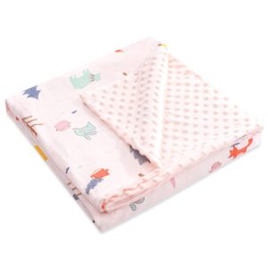 aryikum minky baby blanket quilt,lightweight warm baby girls blanket with dotted backing &zipper,baby crib comforter toddler quilt,nursery, stroller blanket.(43x60 inch,zipper)