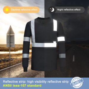 A-SAFETY Black Reflective Long Sleeve Shirt (Large)