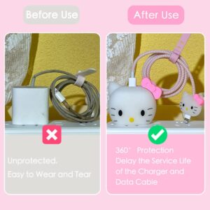 MTYXYTM 3D Cute Cartoon Series Fast Charger Protector for iPhone 18W 20W iPhone 14 13 12 11 Pro Max Fast Charging Cable Charger Head Cover Cable Accessory Data Cable Protective Sleeve, No.11(4in1)