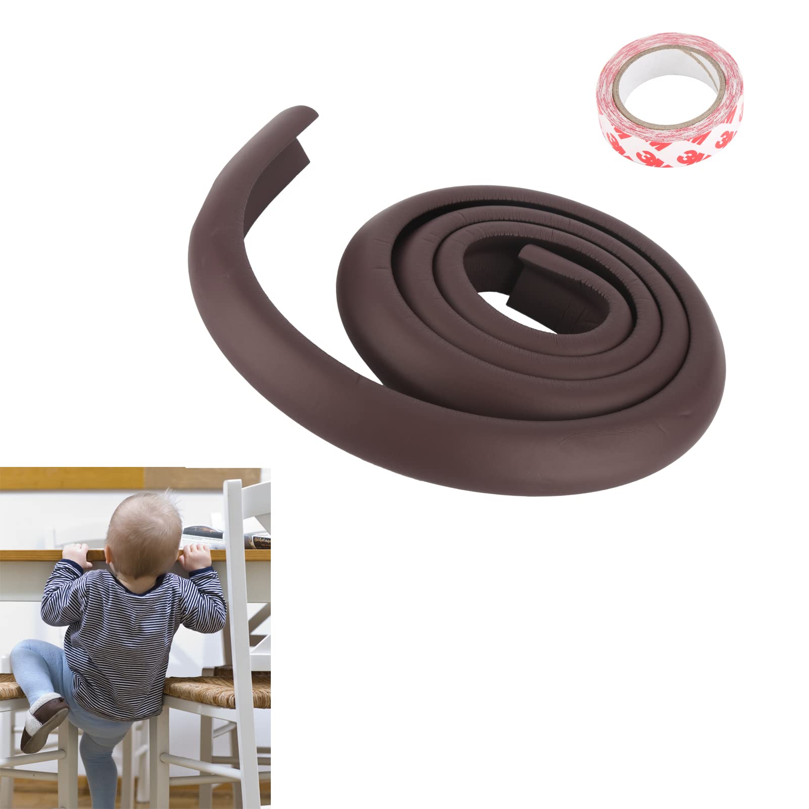 WNSC Baby Proofing Edge Protector, Tear Resistant Table Bumper Guard for Home Safety(Coffee)