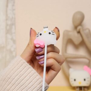 MTYXYTM 3D Cute Cartoon Series Fast Charger Protector for iPhone 18W 20W iPhone 14 13 12 11 Pro Max Fast Charging Cable Charger Head Cover Cable Accessory Data Cable Protective Sleeve, No.11(4in1)