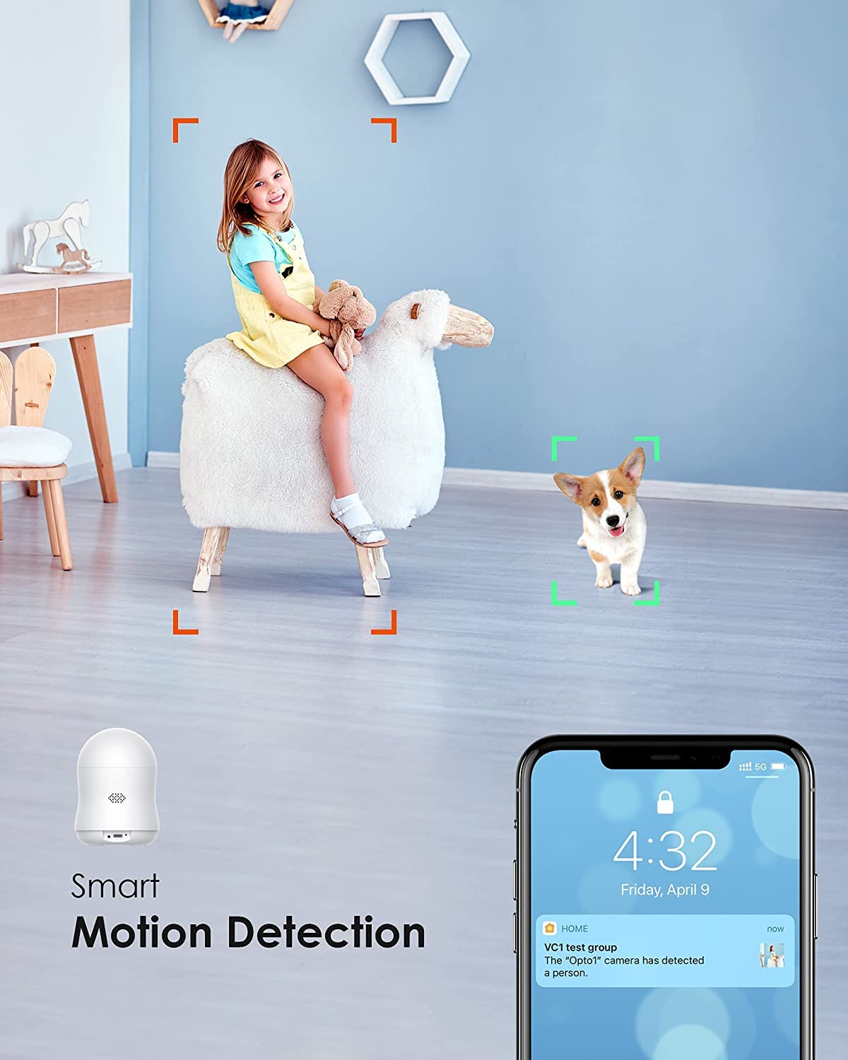 VOCOlinc Indoor Security Camera, 1080P Camera, Camera for Home Security/Baby Monitor/Pets, Pan/Tilt IP Camera with Night Vision, 2-Way Audio, Works with Apple Home HomeKit ONLY