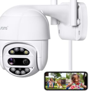 blurams Security Camera Outdoor, 3MP Dual-Lens Wi-Fi Outdoor Camera, 360° PTZ Cameras for Home Security w/Motion Tracking, Two-Way Talk, 2K Color Night Vision, IP66 Weatherproof