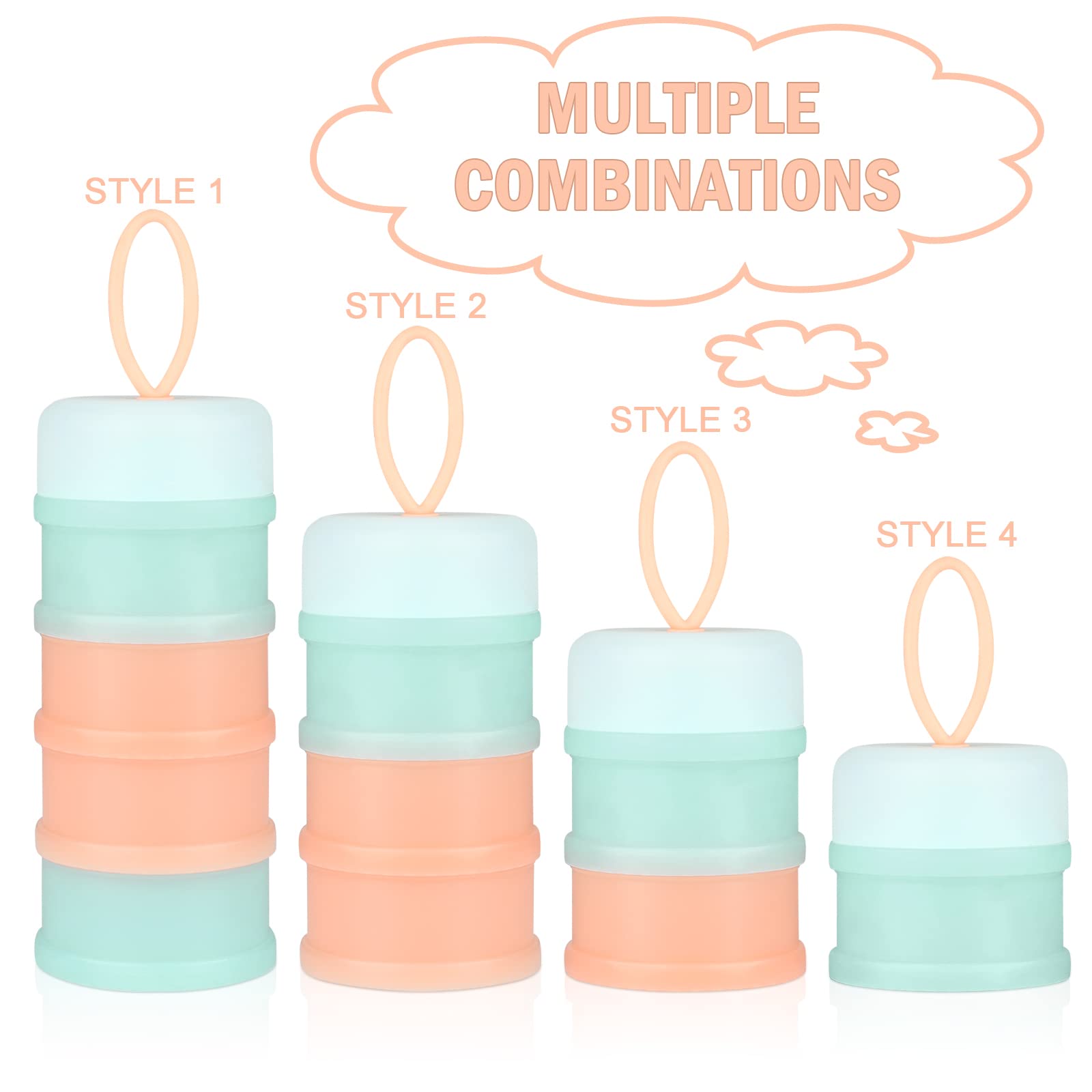 Accmor Baby Formula Dispenser On The Go, Stackable Formula Dispenser for Travel Formula Container to Go, Non-Spill Milk Powder Baby Kids Snack Storage Container, BPA Free, 2 Packs