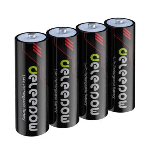 deleepow rechargeable aa batteries lithium 1.5v 3400mwh, aa lithium rechargeable batteries 4-pack 1500 cycle (only battery) …