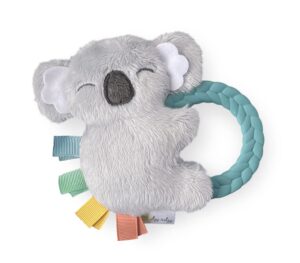 itzy ritzy - ritzy rattle pal with teether - baby teething toy features a minky plush character, gentle rattle sound & soft teether toy for newborn (koala)