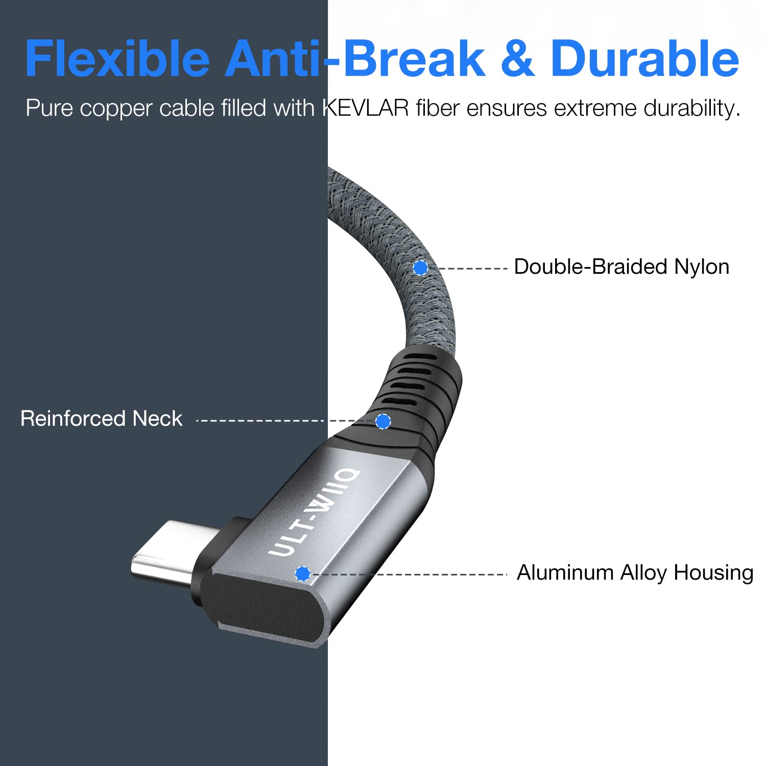 Right Angle USB4 Cable 6FT, 40Gbps Transfer & 100W Charging 90 Degree USB 4.0 Cord, Support 8K/6K@60Hz or Dual 4K Video Cable for Thunderbolt 3/4, iMac, MacBook, External SSD, eGPU, Dell/HP Dock