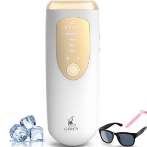 gercy laser hair removal for women permanent, painless at-home ipl hair removal device upgraded to 999,999 flashes, 5 level energy adjustable & 6 flash modes for beautify skin, face, body, bikini