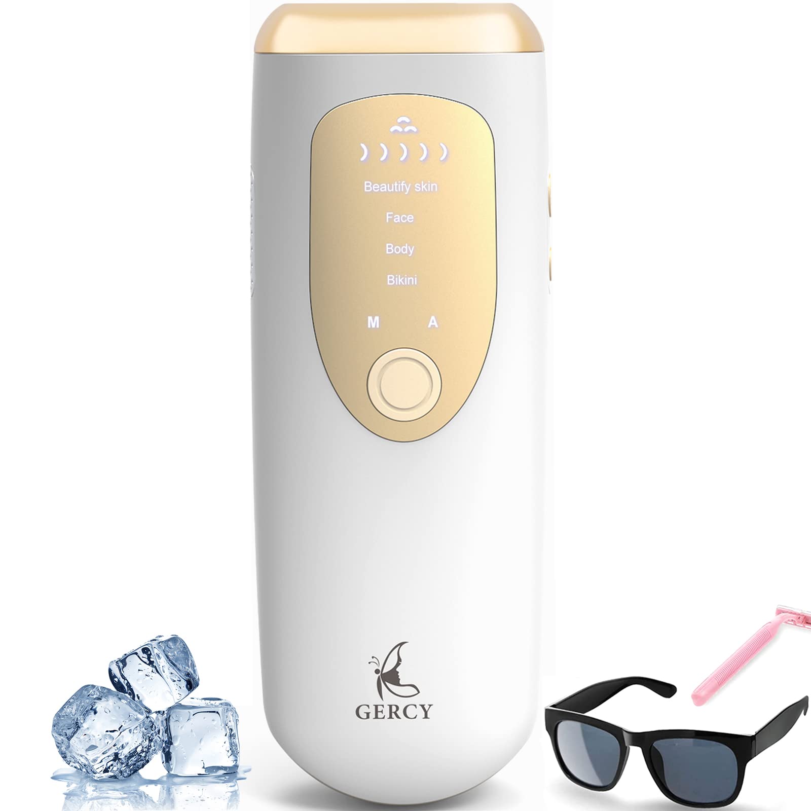 GERCY Laser Hair Removal for Women Permanent, Painless at-Home IPL Hair Removal Device Upgraded to 999,999 Flashes, 5 Level Energy Adjustable & 6 Flash Modes for Beautify Skin, Face, Body, Bikini