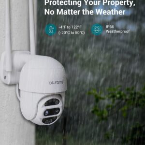 blurams Security Camera Outdoor, 3MP Dual-Lens Wi-Fi Outdoor Camera, 360° PTZ Cameras for Home Security w/Motion Tracking, Two-Way Talk, 2K Color Night Vision, IP66 Weatherproof