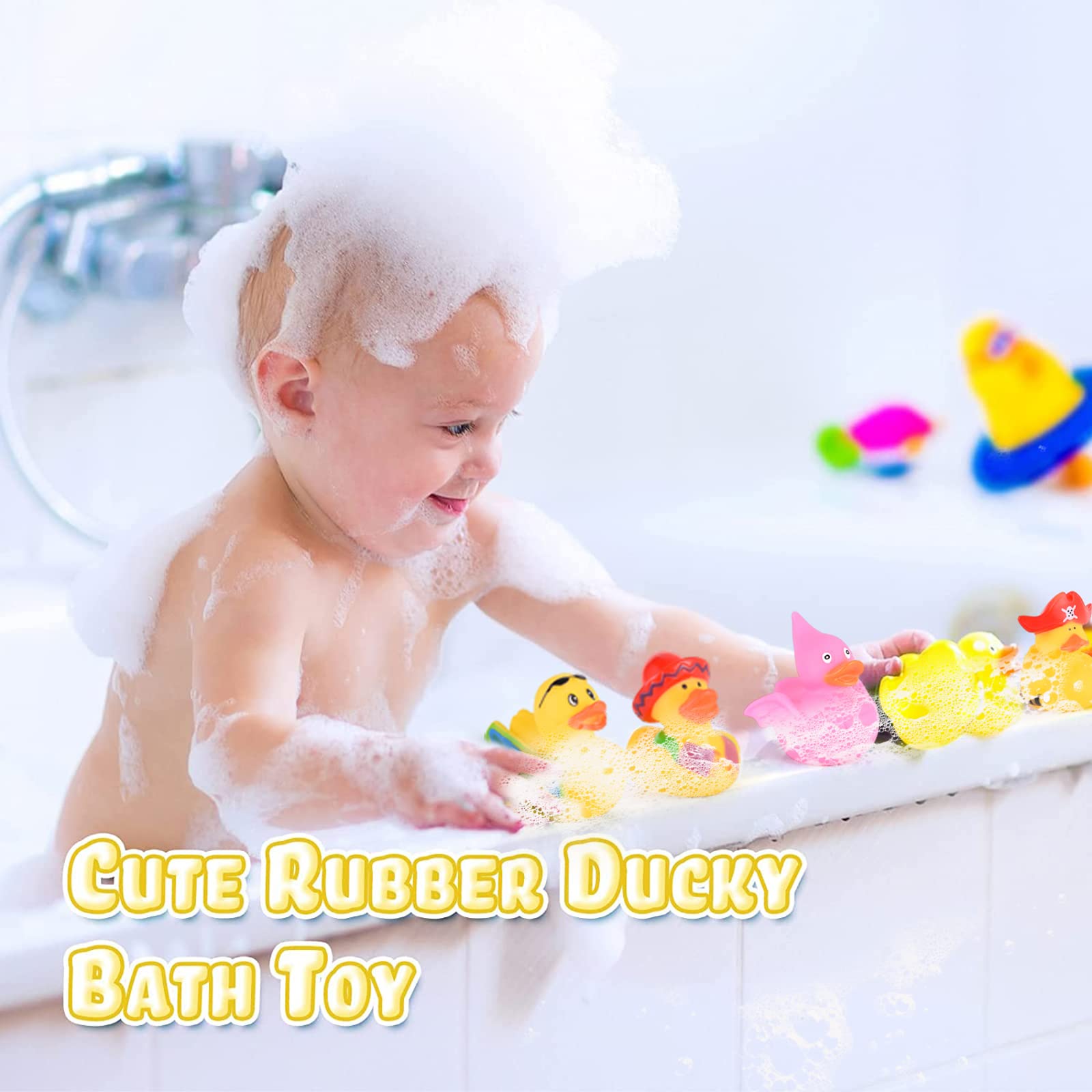 2 Inch Rubber Ducks 24 PCS Bath Toys Assortment Duckies for Kids Boys Girls.Duck Duck Jeep