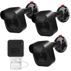 3pack housing mount for blink outdoor (3rd gen) xt3, weatherproof cover and 360° adjustable screwless mounting bracket with blink sync module 2 outlet mount, 2 ways installation without drilling