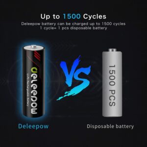 Deleepow Rechargeable AA Batteries Lithium 1.5V 3400mWh, AA Lithium Rechargeable Batteries 4-Pack 1500 Cycle (Only Battery) …