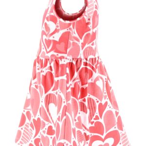 Unique Baby Girls Red Double Hearts Party Dress (6Y, Red)