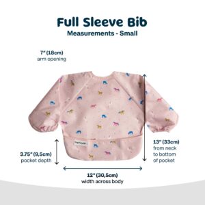 Tiny Twinkle Mess Proof Baby Bib, Cute Full Sleeve Bib Outfit, Waterproof Bibs for Toddlers, Machine Washable, Tug Proof, Baby Smock for Eating, Long Sleeved (Unicorn Confetti, Small 6-24 Months)