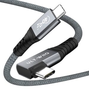 right angle usb4 cable 6ft, 40gbps transfer & 100w charging 90 degree usb 4.0 cord, support 8k/6k@60hz or dual 4k video cable for thunderbolt 3/4, imac, macbook, external ssd, egpu, dell/hp dock