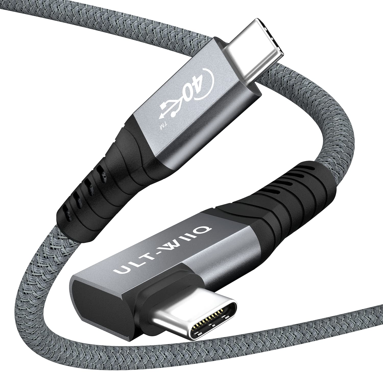 Right Angle USB4 Cable 6FT, 40Gbps Transfer & 100W Charging 90 Degree USB 4.0 Cord, Support 8K/6K@60Hz or Dual 4K Video Cable for Thunderbolt 3/4, iMac, MacBook, External SSD, eGPU, Dell/HP Dock