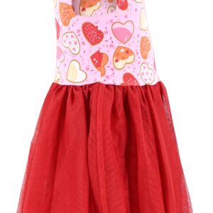 Girls Short Sleeve Tulle Tutu Dresses for Kid and Toddler Girl Valentines Day Dress Outfit Sizes 18M-12Y (7 Years, Cookies)