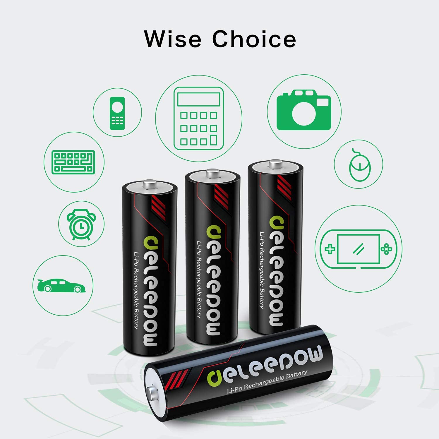 Deleepow Rechargeable AA Batteries Lithium 1.5V 3400mWh, AA Lithium Rechargeable Batteries 4-Pack 1500 Cycle (Only Battery) …