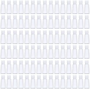 japchet 100 pcs 1 oz clear plastic travel bottles with flip cap, travel size refillable flip top bottles, small portable flip cap containers for liquid, lotion, essential oils, shampoo and toiletries