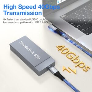 Right Angle USB4 Cable 6FT, 40Gbps Transfer & 100W Charging 90 Degree USB 4.0 Cord, Support 8K/6K@60Hz or Dual 4K Video Cable for Thunderbolt 3/4, iMac, MacBook, External SSD, eGPU, Dell/HP Dock