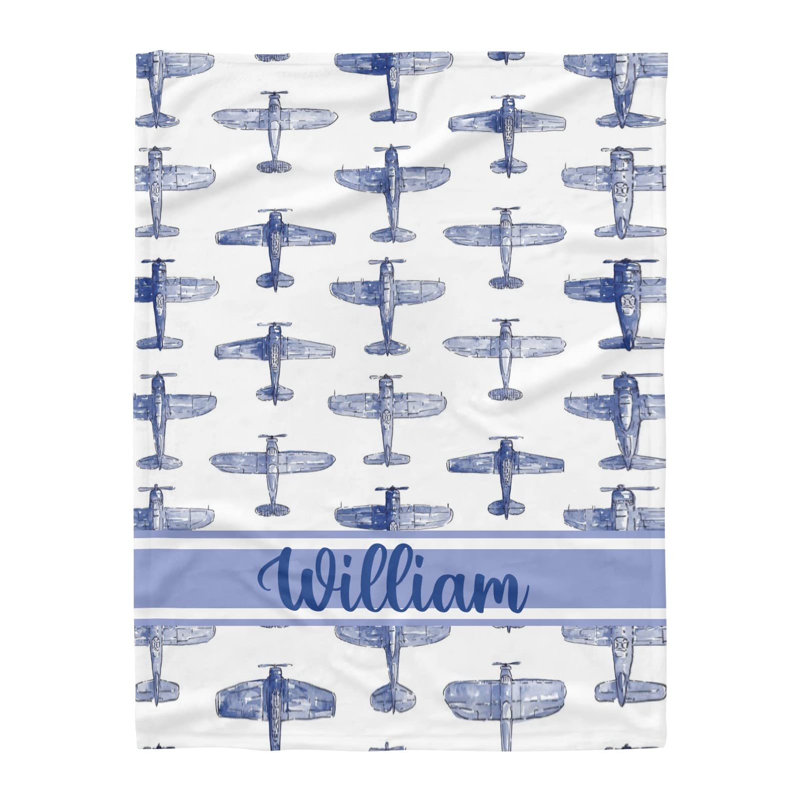 Personalized Aviation Watercolor Planes Baby Blanket with Name for Girls Boys Custom Nursery Kids Blankets for Baby Shower Birthday Gifts Customized Baby Throw Soft Fleece 30 x 40 inch