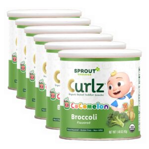 cocomelon sprout organic baby food, toddler snacks, broccoli plant power curlz, 1.48 ounce(pack of 6)