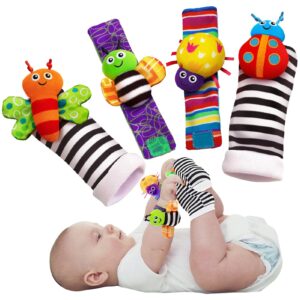 baby infant rattle socks toys, wrist rattles and foot finders for baby boy or girl - new baby gift infant toys