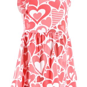 Unique Baby Girls Red Double Hearts Party Dress (6Y, Red)