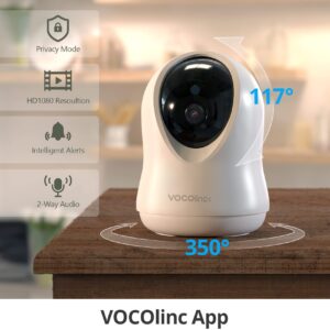 VOCOlinc Indoor Security Camera, 1080P Camera, Camera for Home Security/Baby Monitor/Pets, Pan/Tilt IP Camera with Night Vision, 2-Way Audio, Works with Apple Home HomeKit ONLY