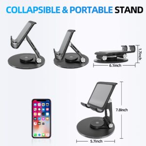 iPad Stand, 360° Rotating Tablet Stand Holder, Foldable & Adjustable iPad Holder for Desk, Heavy Base Kindle/iPad Pro/iPad Mini/ iPhone Stand for Retail Kiosk Store POS Office Showcase Reception Black