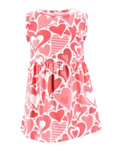 unique baby girls red double hearts party dress (6y, red)