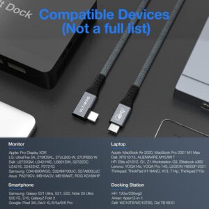 Right Angle USB4 Cable 6FT, 40Gbps Transfer & 100W Charging 90 Degree USB 4.0 Cord, Support 8K/6K@60Hz or Dual 4K Video Cable for Thunderbolt 3/4, iMac, MacBook, External SSD, eGPU, Dell/HP Dock