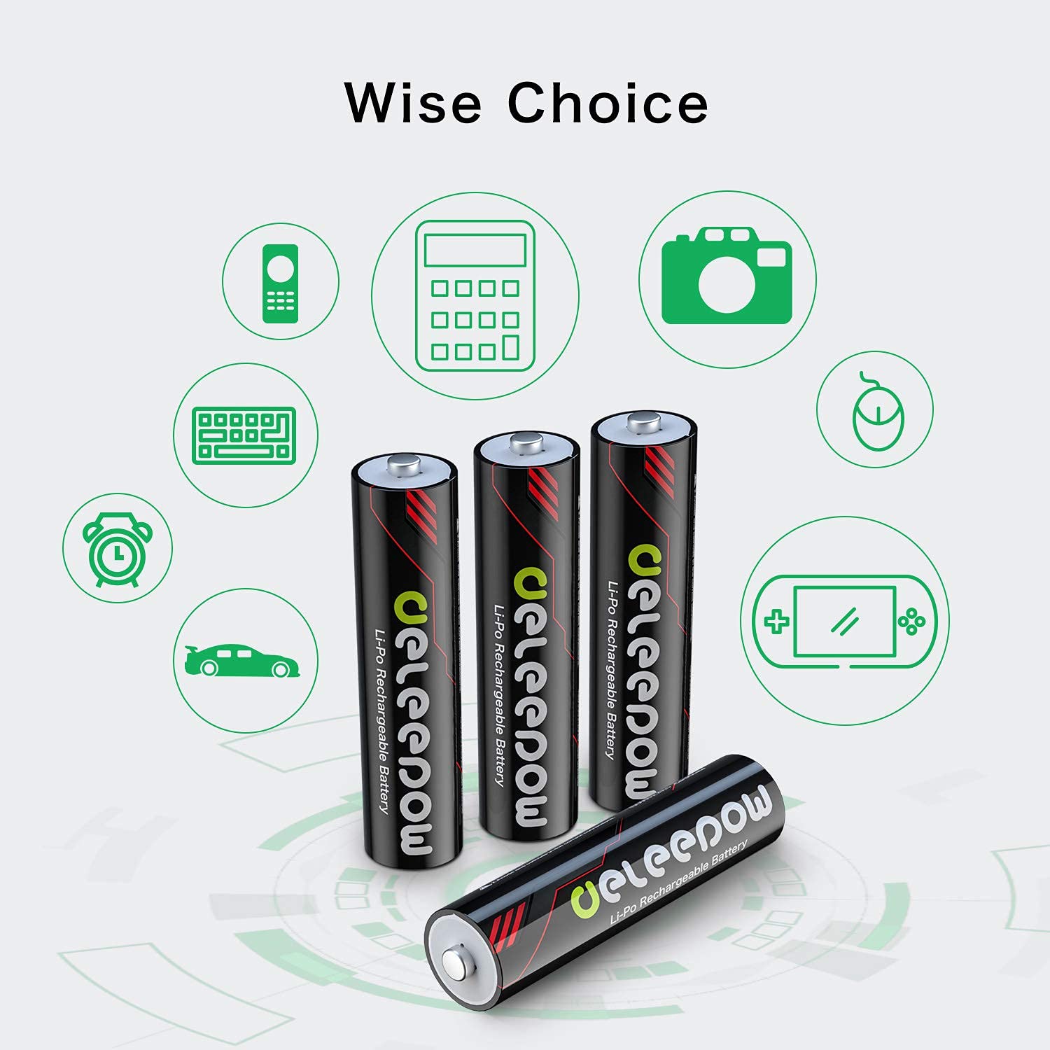 Deleepow Rechargeable AAA Batteries 1.5V Lithium 1200mWh, Lithium AAA Rechargeable Batteries 4-Pack 1.5V 1500 Cycle (Only Battery)