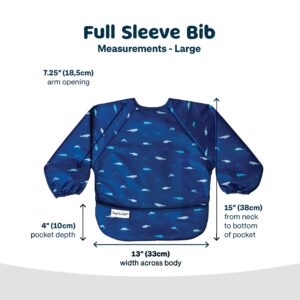 Tiny Twinkle Mess Proof Baby Bib, Cute Full Sleeve Bib Outfit, Waterproof Bibs for Toddlers, Machine Washable, Tug Proof Closure, Baby Smock for Eating, Long Sleeved (Ocean Life, Small 6-24 Months)