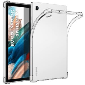 moko case fits samsung galaxy tab a8 10.5 inch 2022 (sm-x200/sm-x205/sm-x207), ultra clear soft flexible transparent tpu skin bumper back cover shell, clear