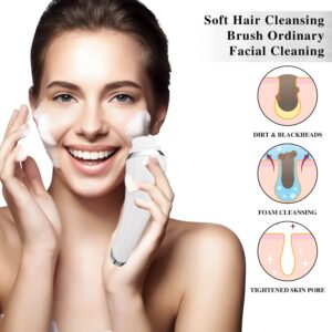 Facial Cleansing Brush, Rechargeable Spin Face Scrubber Set with 4 Face Brush Heads, Waterproof Facial Brush for Deep Cleansing Gentle Exfoliating and Massaging