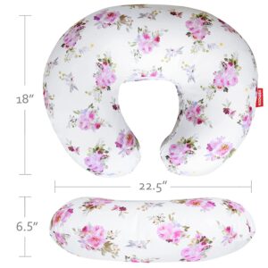 Nursing Pillow Cover Slipcover Floral 2 Pack Fits Boppy Nursing Pillows, for Breastfeeding Pillows, Nursing Pillow Slipcovers