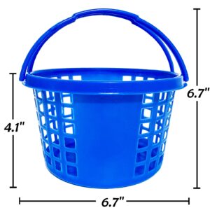 BKDMZZMY Easter Baskets for Plastic Easter Baskets Small and Colorful Easter Grass Stuffers, Easter Baskets with Handles for Easter Round Bucket Bulk for Easter Eggs Hunt