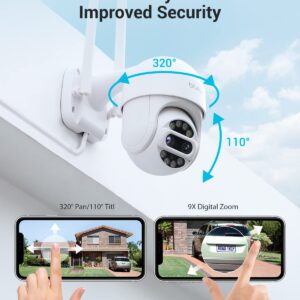 blurams Security Camera Outdoor, 3MP Dual-Lens Wi-Fi Outdoor Camera, 360° PTZ Cameras for Home Security w/Motion Tracking, Two-Way Talk, 2K Color Night Vision, IP66 Weatherproof