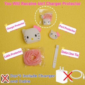 MTYXYTM 3D Cute Cartoon Series Fast Charger Protector for iPhone 18W 20W iPhone 14 13 12 11 Pro Max Fast Charging Cable Charger Head Cover Cable Accessory Data Cable Protective Sleeve, No.11(4in1)