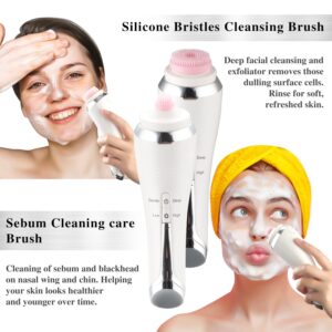 Facial Cleansing Brush, Rechargeable Spin Face Scrubber Set with 4 Face Brush Heads, Waterproof Facial Brush for Deep Cleansing Gentle Exfoliating and Massaging