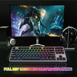 CIY X77 Hot-Swappable Mechanical Keyboard/RGB Gaming Keyboard/USB C/Anti Ghosting/N-Key Rollover/Compact Layout 87 Key/Detachable Magnetic Upper Cover/Wired Keyboard for Mac Windows