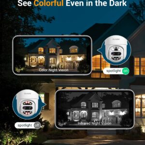 blurams Security Camera Outdoor, 3MP Dual-Lens Wi-Fi Outdoor Camera, 360° PTZ Cameras for Home Security w/Motion Tracking, Two-Way Talk, 2K Color Night Vision, IP66 Weatherproof