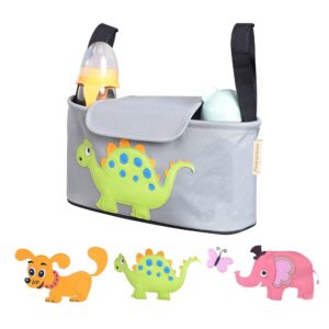 lat stroller organizer bag for mom, baby trolley bag - compatible with any stroller - multifunctional large capacity (dinosaur)