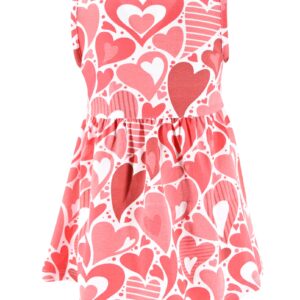 Unique Baby Girls Red Double Hearts Party Dress (6Y, Red)