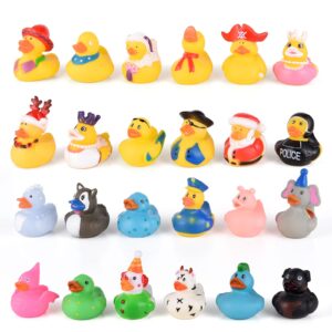 2 Inch Rubber Ducks 24 PCS Bath Toys Assortment Duckies for Kids Boys Girls.Duck Duck Jeep