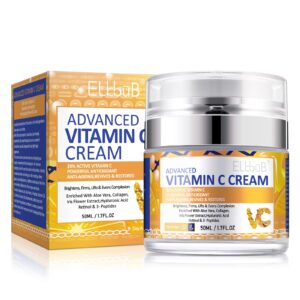 elbbub vitamin c moisturiser cream for all skin types - for age spots and uneven skin tone with 20% vitamin c - boost skin collagen,hydrate & plump skin, anti aging & wrinkle facial cream